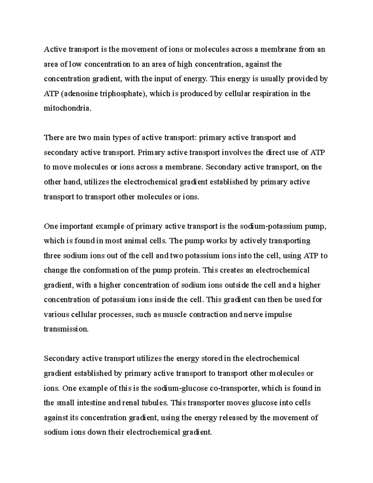 Active transport Notes 1- Google Docs - Active transport is the ...