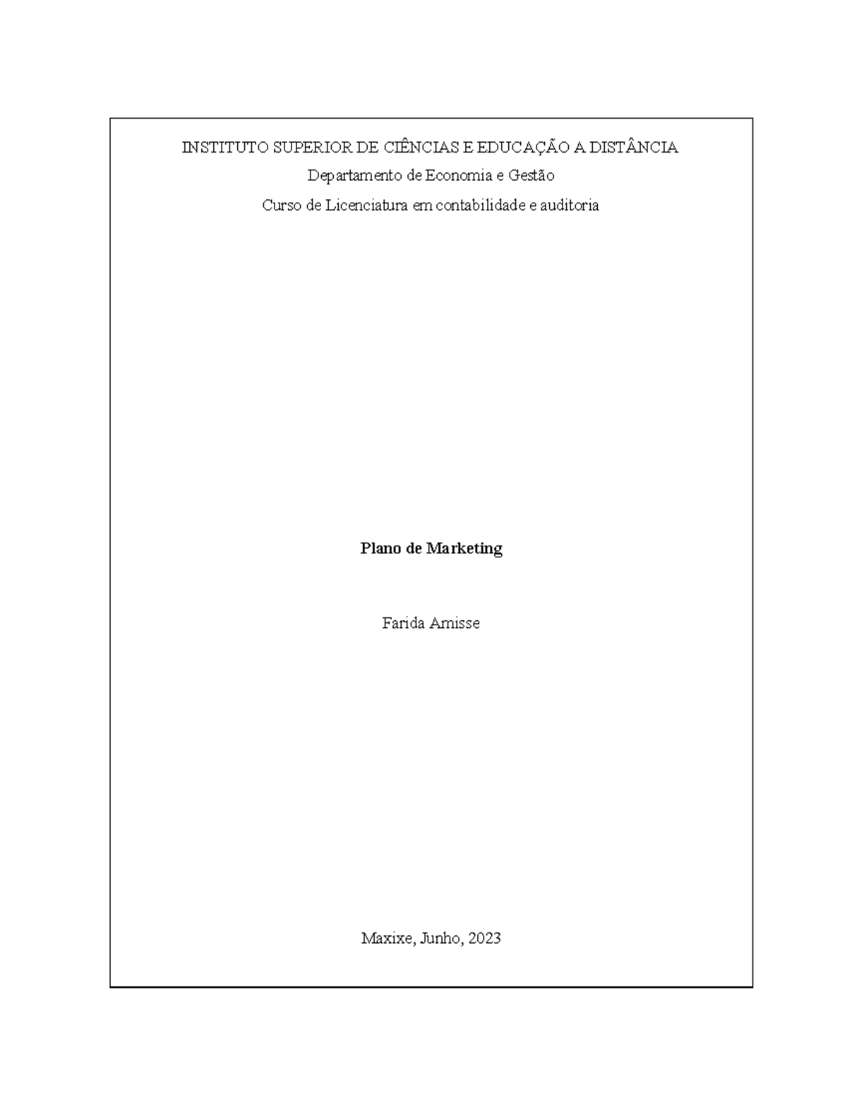 Frd cc - Hhhhhj - INSTITUTO SUPERIOR DE CIÊNCIAS E EDUCAÇÃO A DISTÂNCIA ...