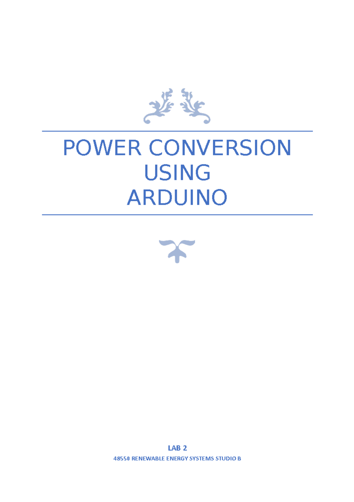 Ressb LAB 2 Power Conversion Using Arduino - POWER CONVERSION USING ...