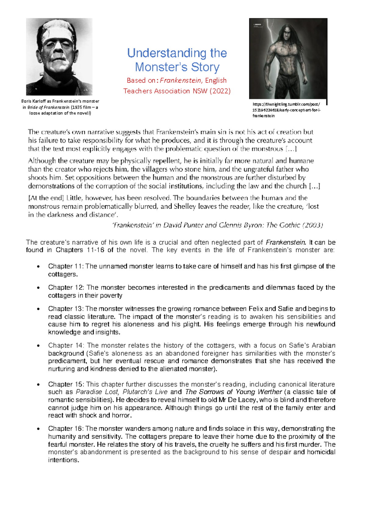 Understanding the Monster - Understanding the Monster’s Story Based on ...