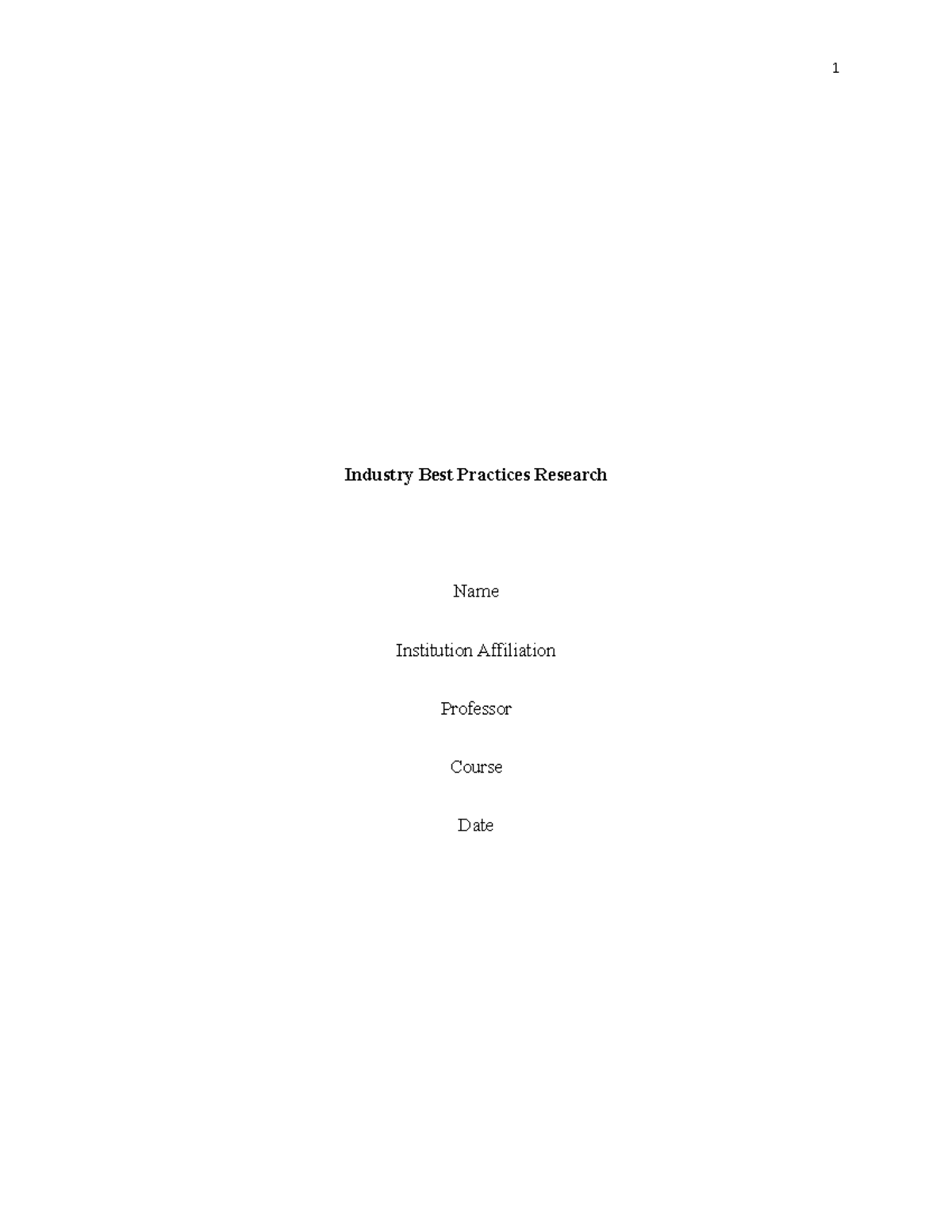 Industry Best Practices Research - Industry Best Practices Research ...