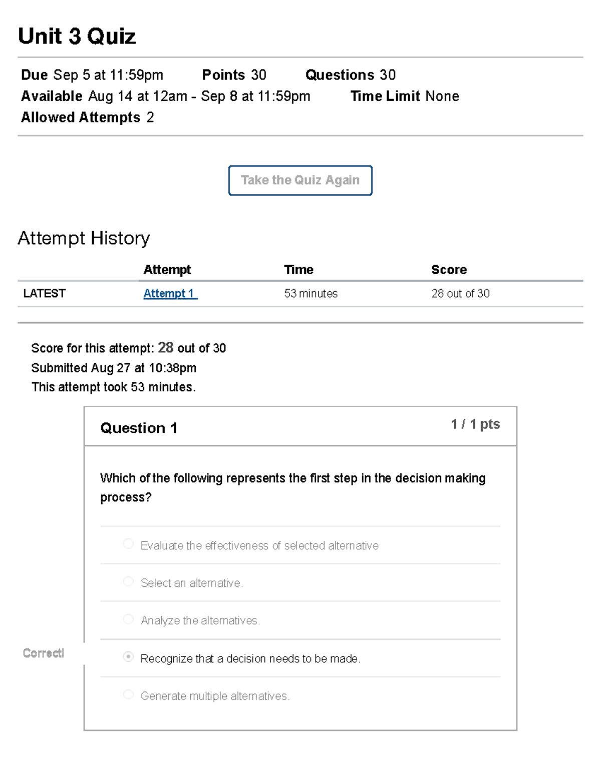 Unit 3 Quiz: Organizational Behavior - MGT202 1006 - Unit 3 Quiz Due ...