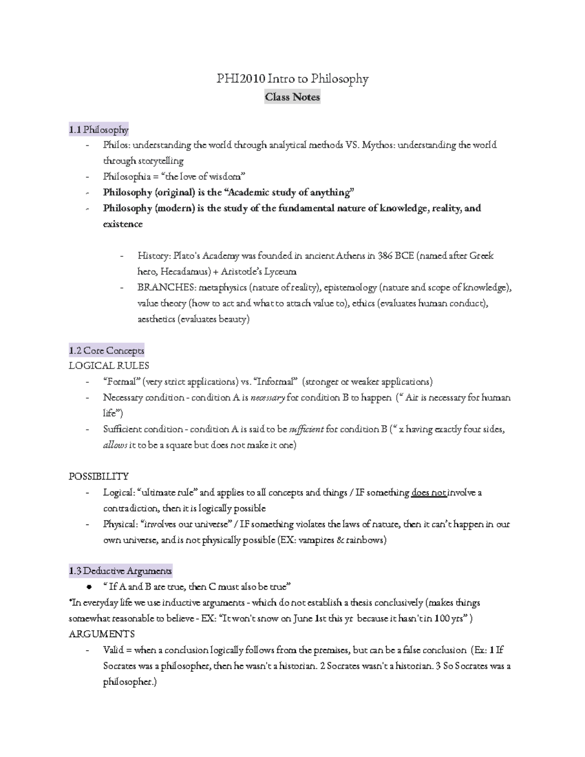 PHI2010 Intro to Philosophy - PHI2010 - Studocu