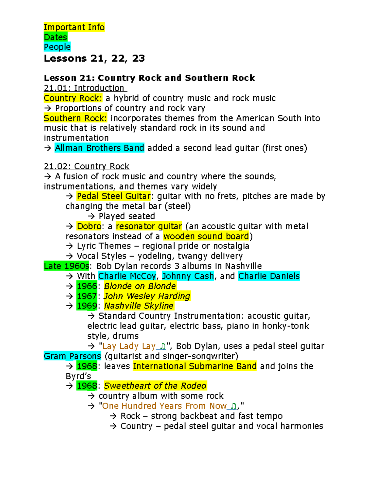Lessons 21, 22, 23 Notes - Dates People Lessons 21, 22, 23 Lesson 21 ...