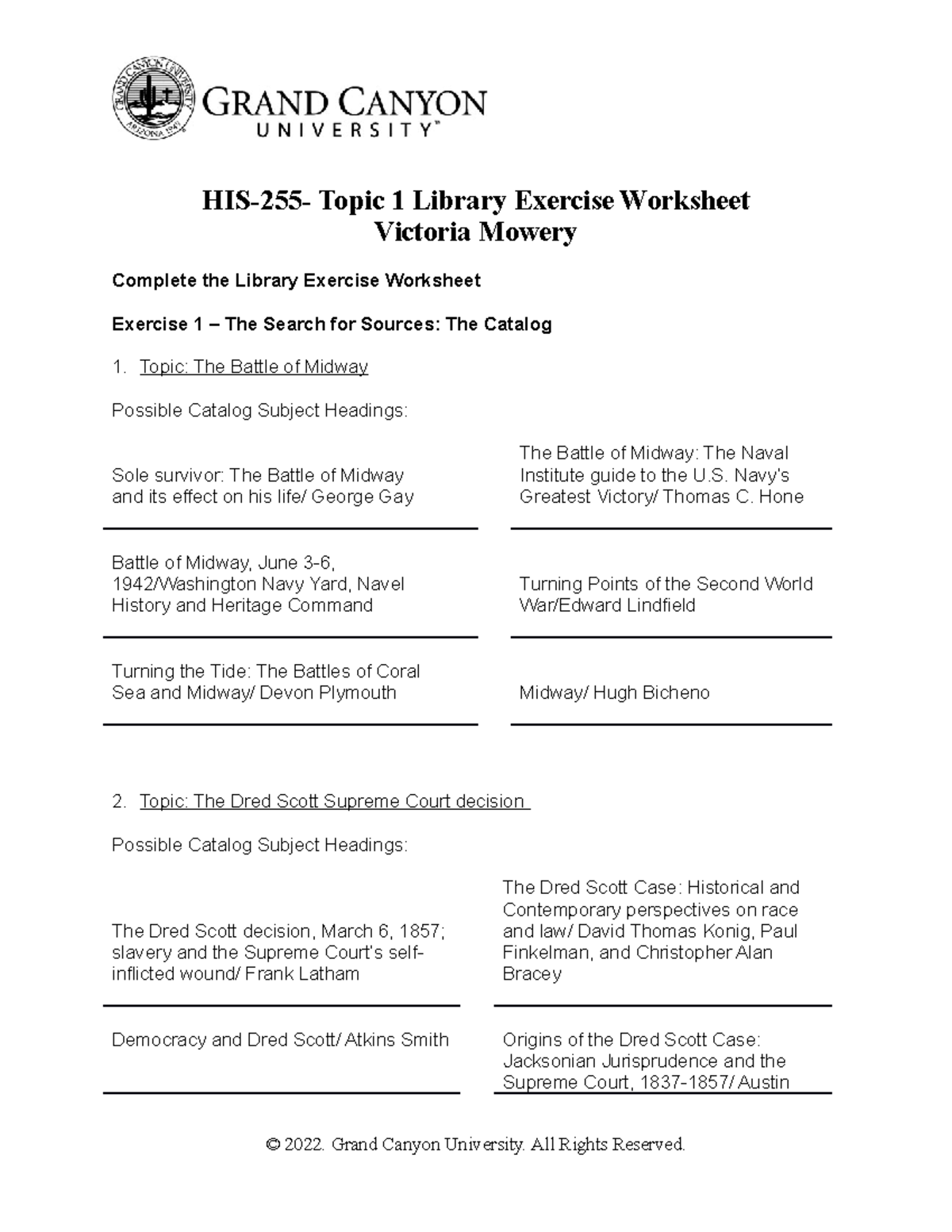 Library Exercise Worksheet - HIS-255- Topic 1 Library Exercise ...