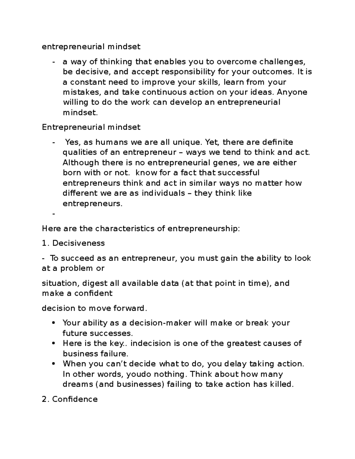 Entrep lecture 4 - entrepreneurial mindset a way of thinking that ...