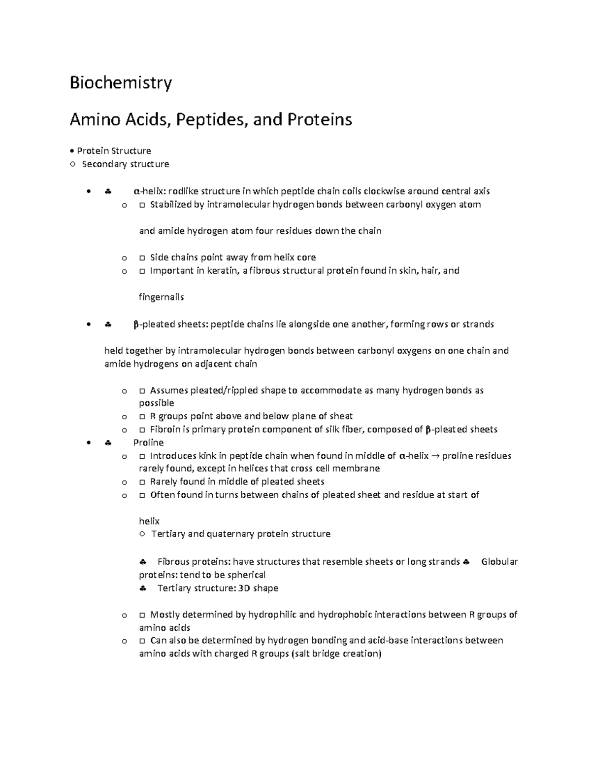 Biochemistry - detailed biochem lecture notes - Biochemistry Amino ...