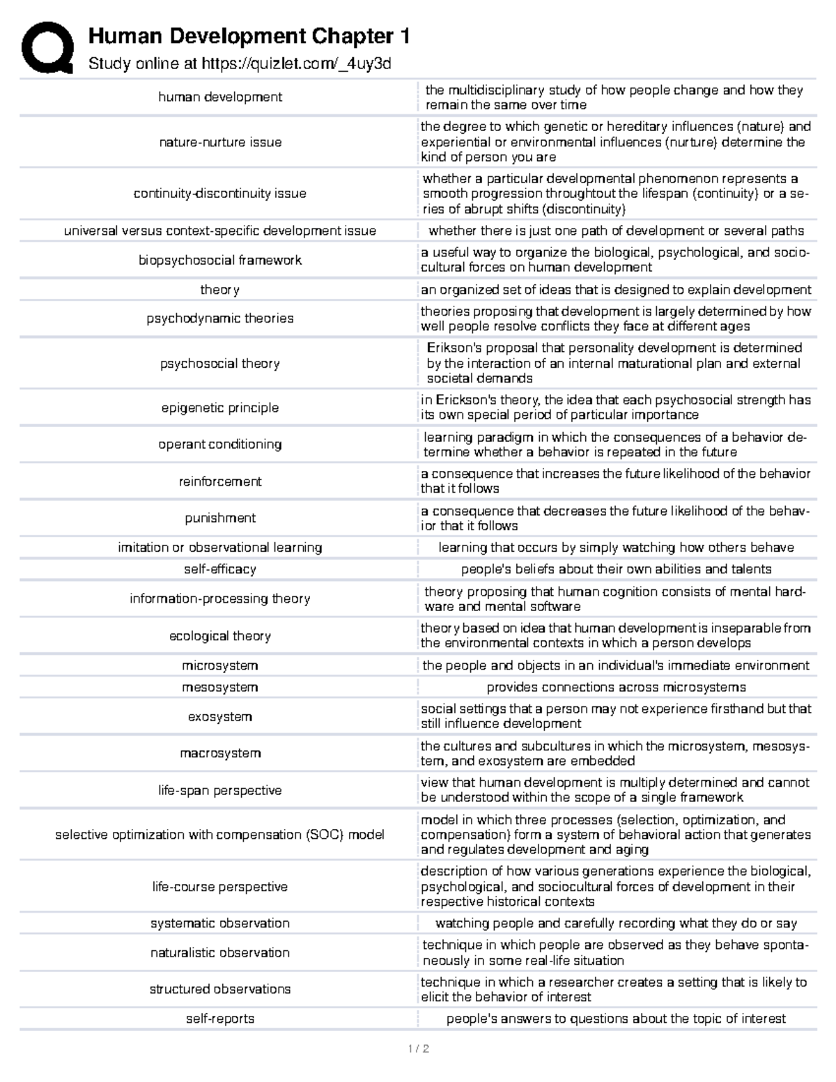 Human Develpment Chapter 1 - Studocu