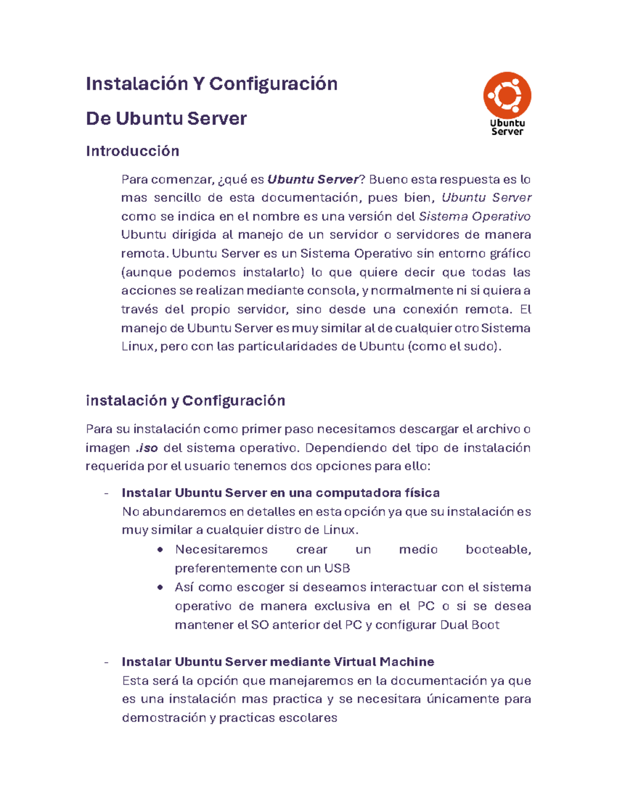 Instalación Y Configuración Ubuntu Server - Instalación Y Configuración ...
