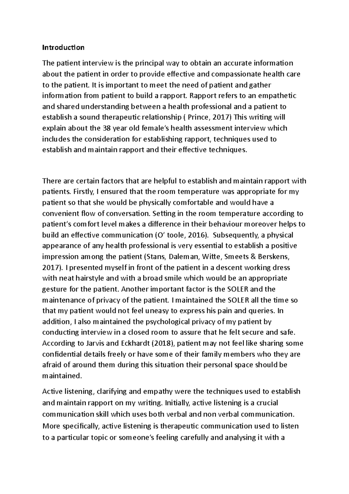 Nrsg 139 - assignments - Introduction The patient interview is the ...