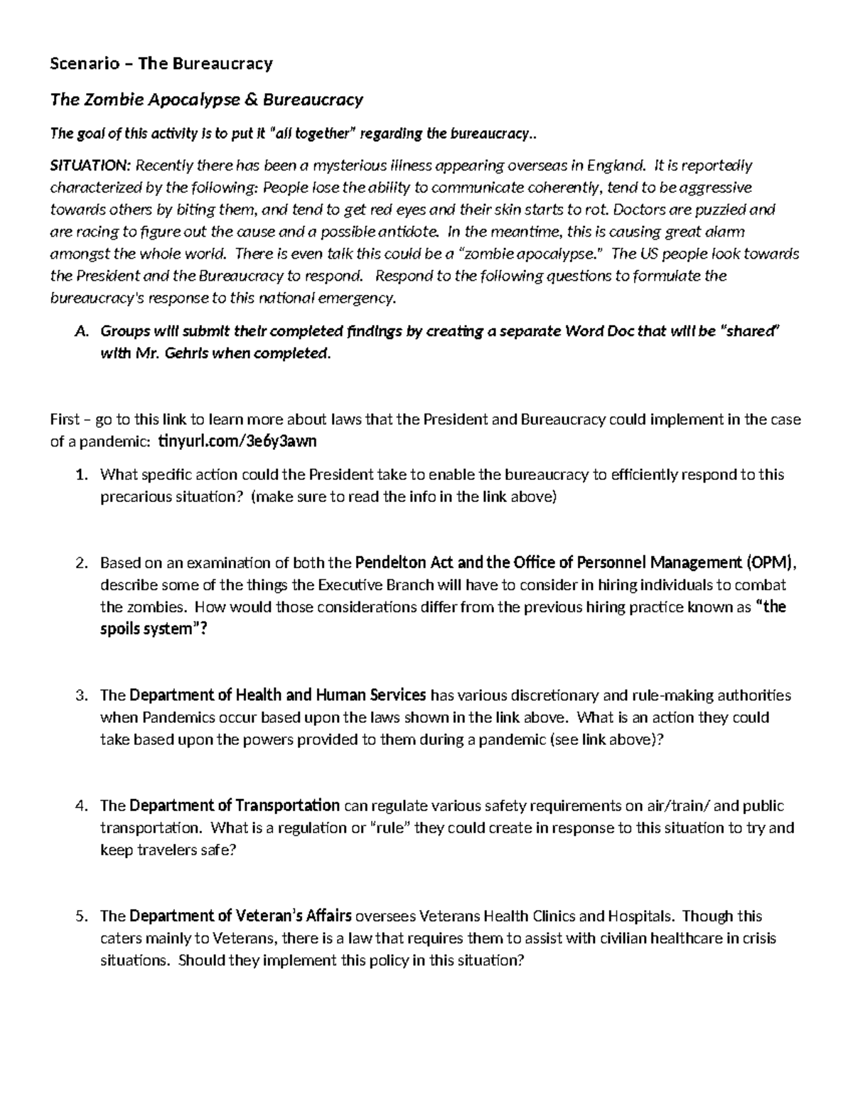 Zombie Apocalypse Bureaucracy Scenario - Scenario – The Bureaucracy The ...