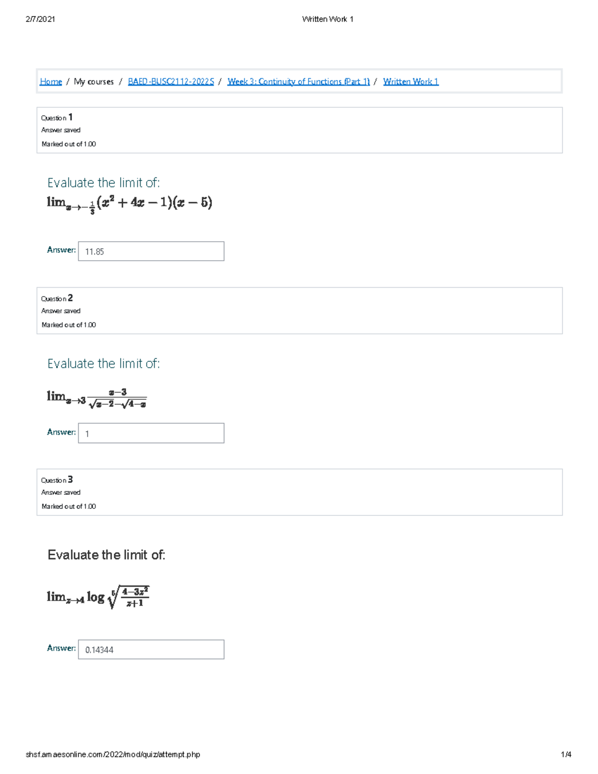 BUSC2112 Basic Calculus WEEK 1 and WEEK 9 - Home/My courses/ BAED ...