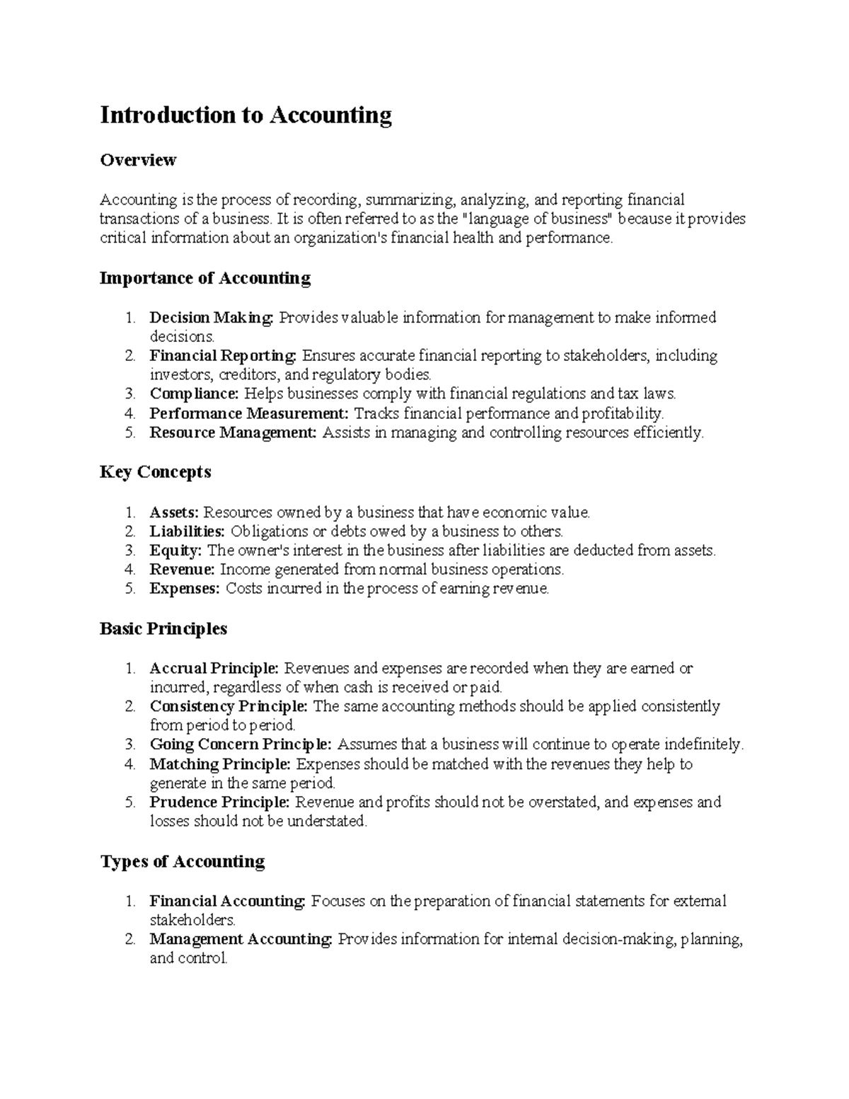 Introduction to Accounting - Introduction to Accounting Overview ...