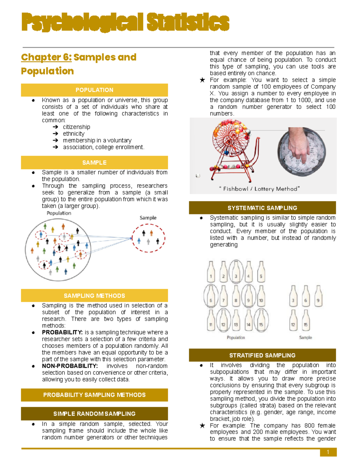 Psychological Statistics - Psychological Statistics Chapter 6: Samples ...