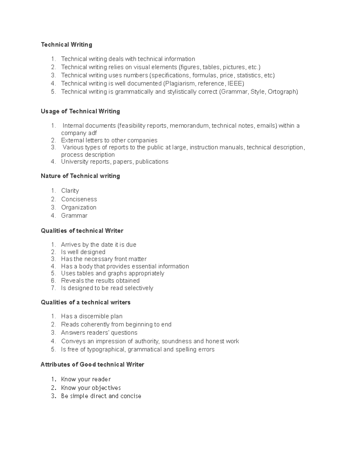 LESSON 1 FROM CLASS - Technical Writing Technical writing deals with ...