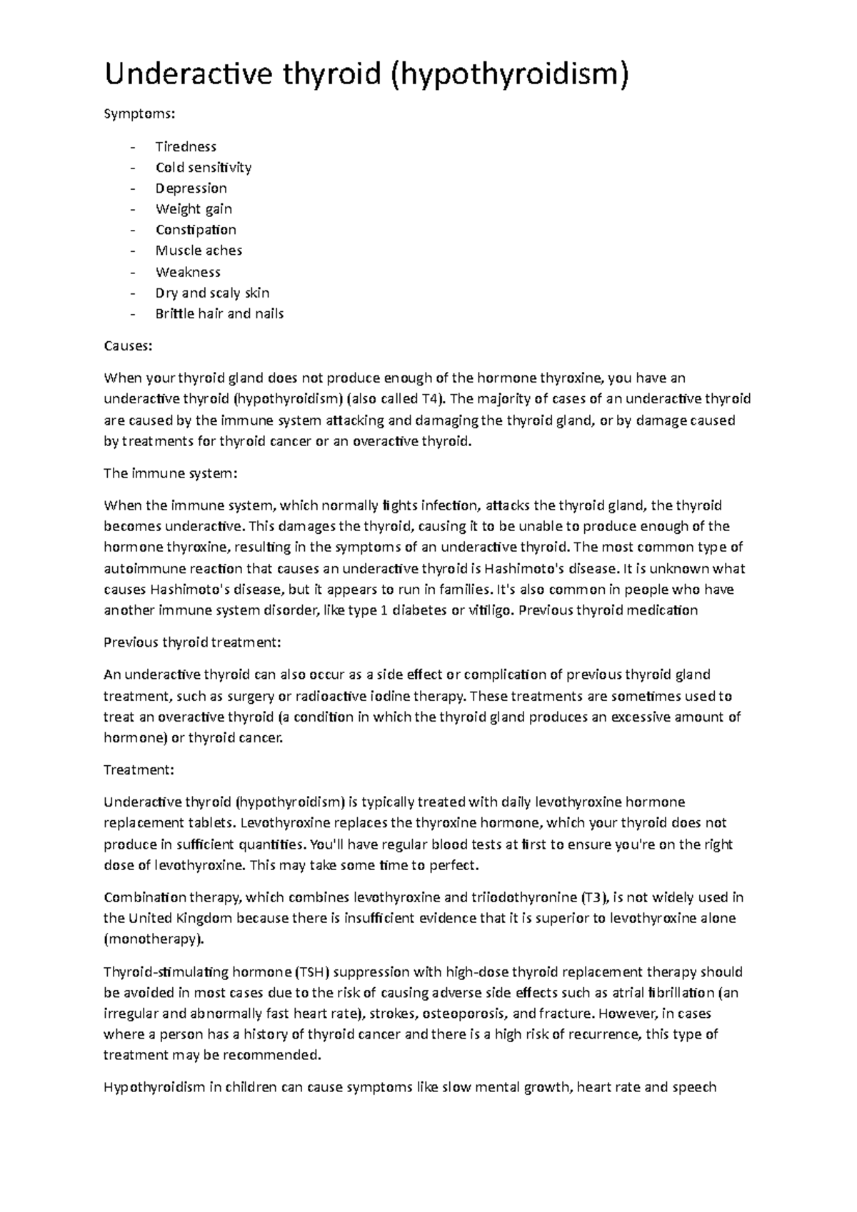 Underactive thyroid (hypothyroidism) - The majority of cases of an ...