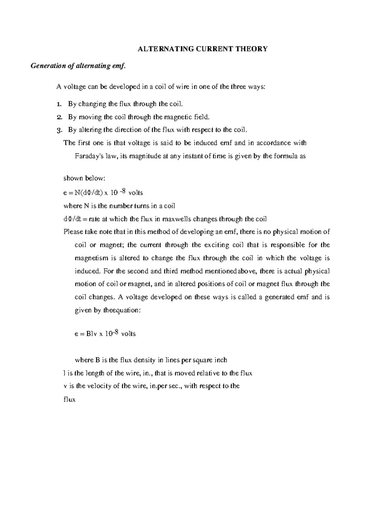 Basic Electrical Part 4- AC Theory 2 - ALTERNATING CURRENT THEORY ...