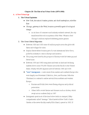 HIST 212 Chapter 17 and 18 Notes - Chapter 17: Reconstructing the Union ...
