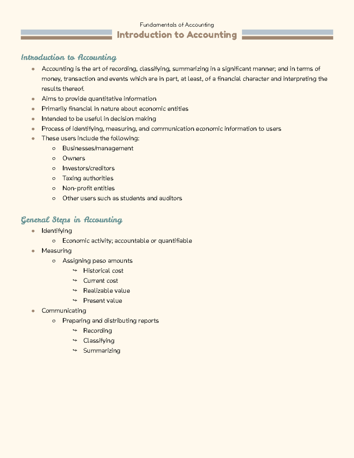 [ACCT 101] Introduction To Accounting - Fundamentals of Accounting ...