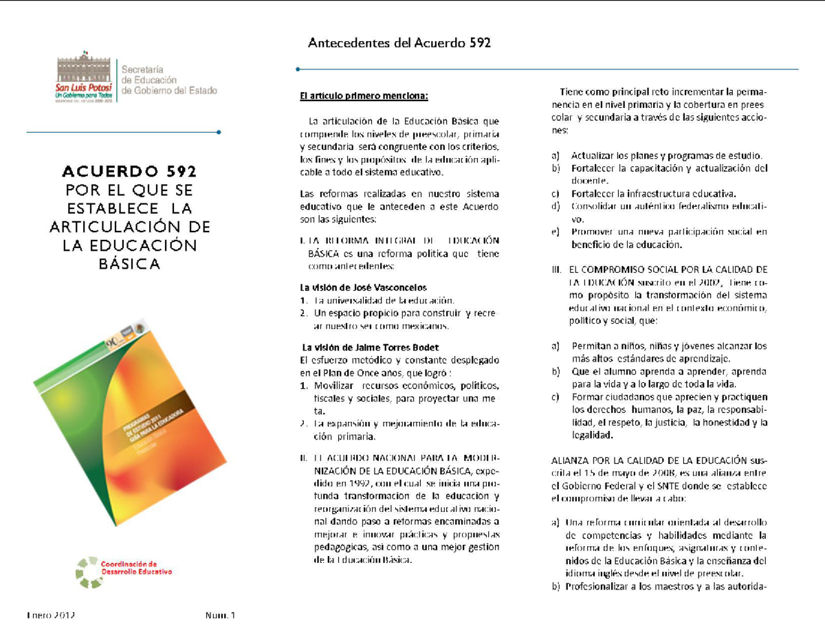 Acuerdo 592 ARTI DE LA EDUC Basica Resumen - Psicología social - Studocu