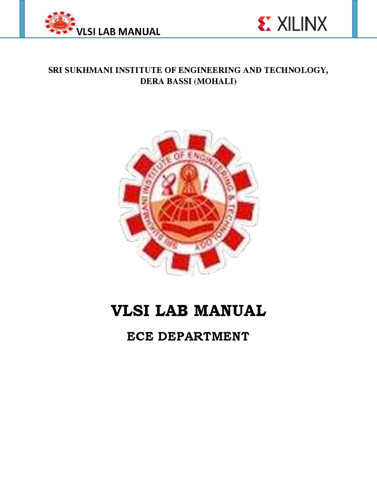 VLSI LAB Manual VLSI LAB Manual ECE DEPA - SRI SUKHMANI INSTITUTE OF ENGINEERING AND TECHNOLOGY ...