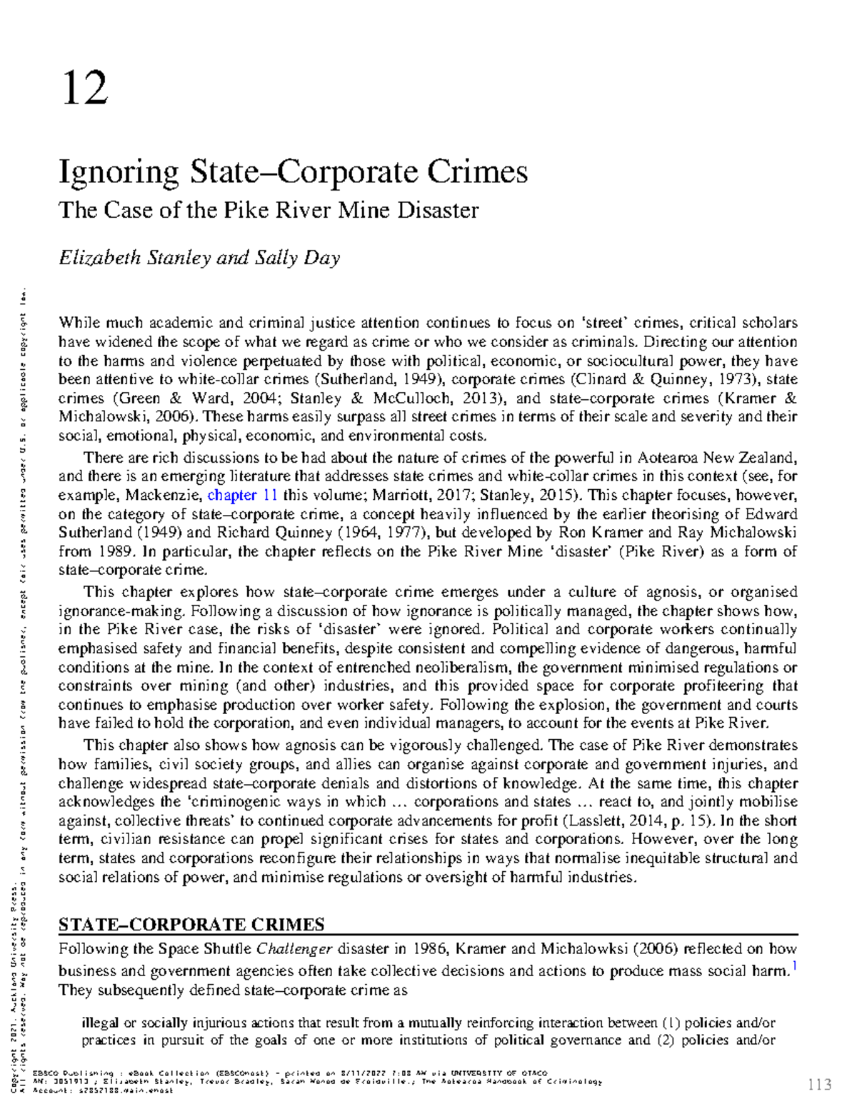 Crim reading - ####### 113 12 Ignoring State–Corporate Crimes The Case ...