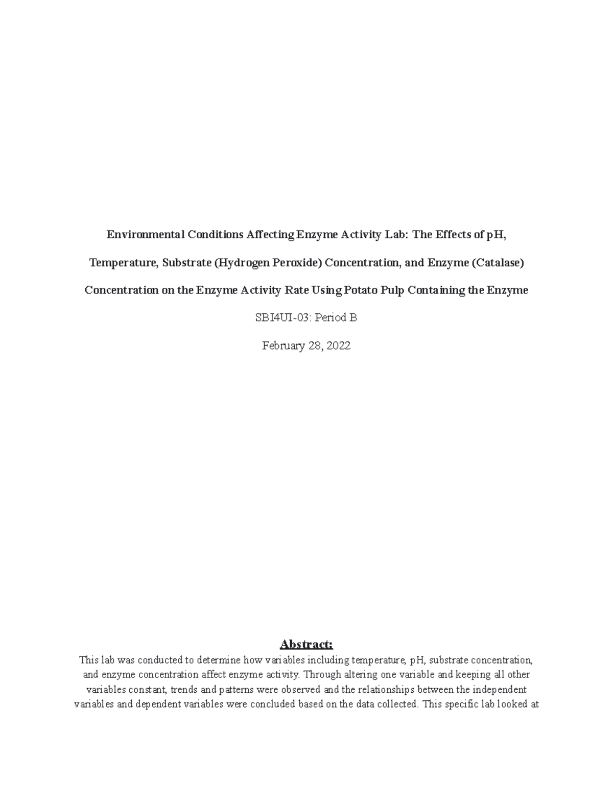 Environmental Conditions Affecting Enzyme Activity - Through altering ...