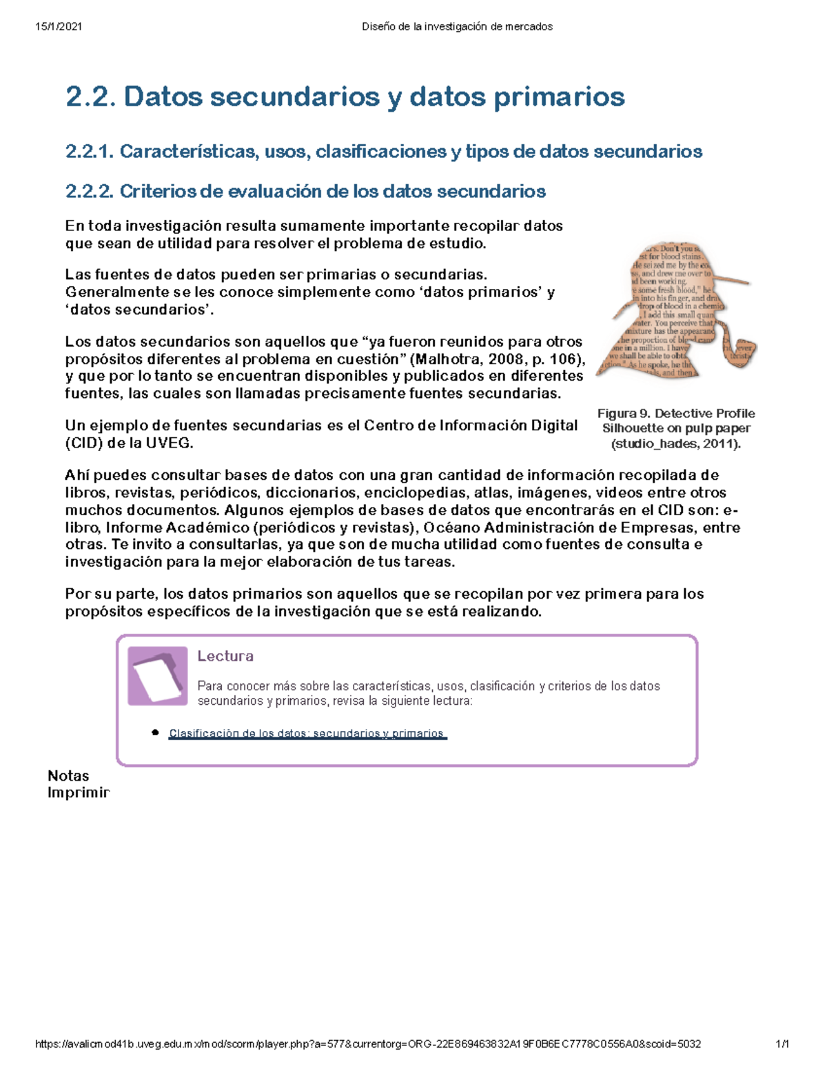 Datos secundarios y datos primarios - 15/1/2021 Diseño de la ...