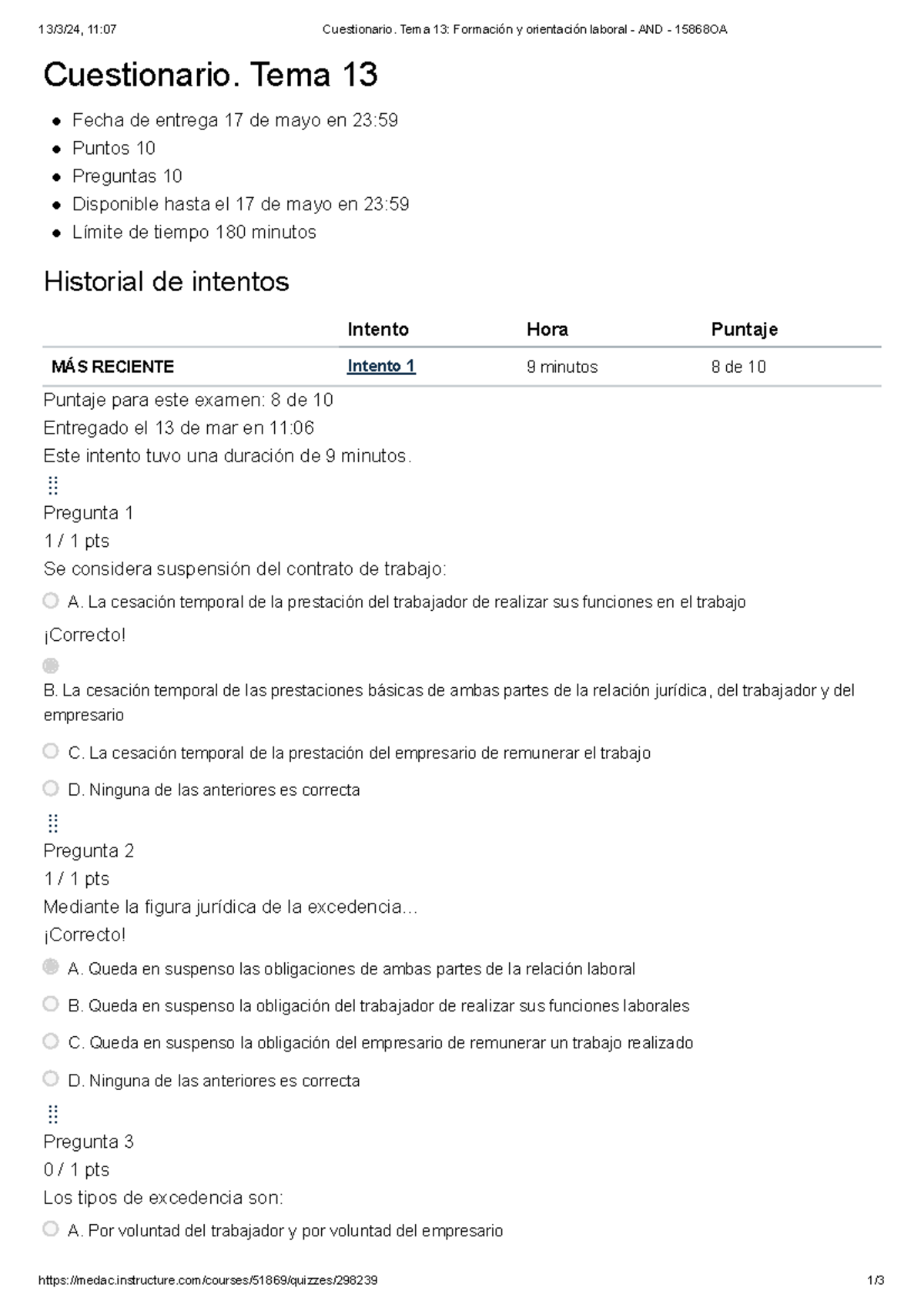 Cuestionario. Tema 13 Formación y orientación laboral - 13/3/24, 11:07 Cuestionario. Tema 13 ...