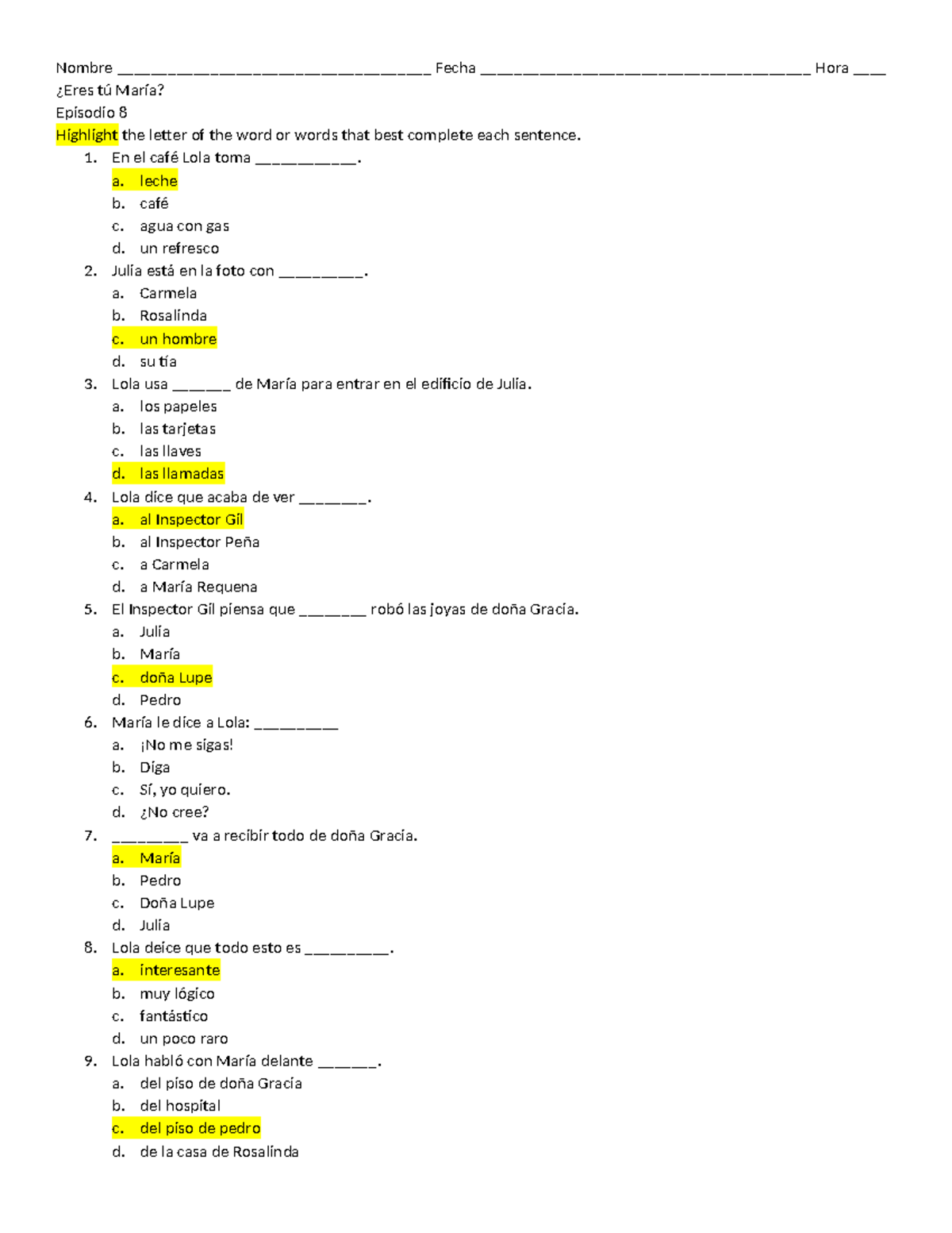 Eres tú María Episodio 8 - Nombre ...