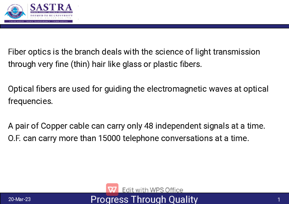Fibre - engineering physics notes - Fiber optics is the branch deals ...