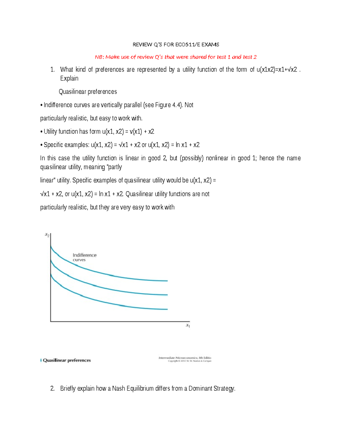 ECO511 E review Qs DBS - Notes - REVIEW Q’S FOR ECO511/E EXAMS NB: Make ...