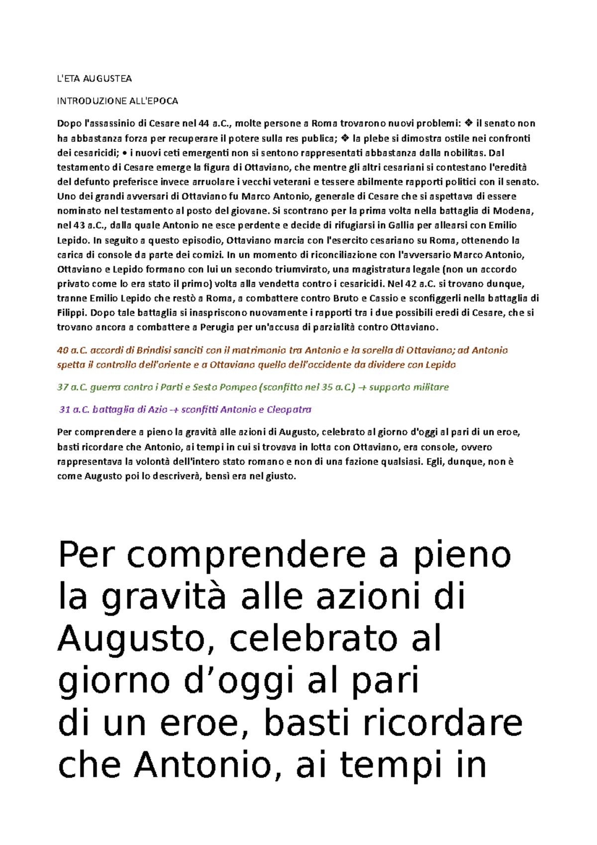 Storia - Età AUGUSTEA - L'ETA AUGUSTEA INTRODUZIONE ALL'EPOCA Dopo l ...