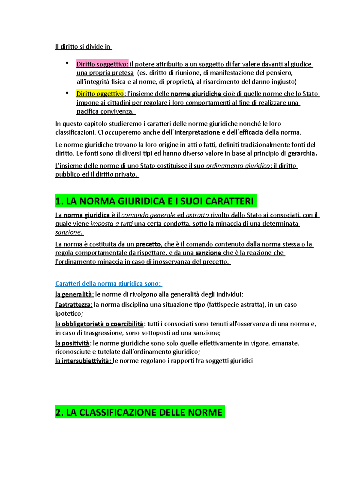 Diritto , Cenni DI Teoria Generale - Il diritto si divide in Diritto ...