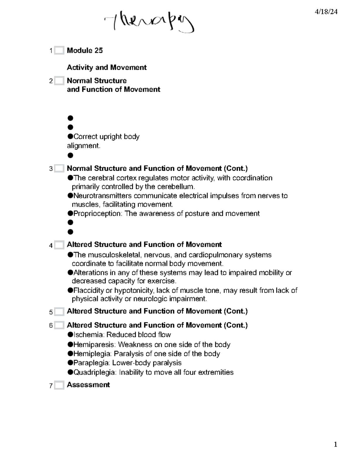 Activityand Movement - 4/18/ Module 25 Activity and Movement Normal ...