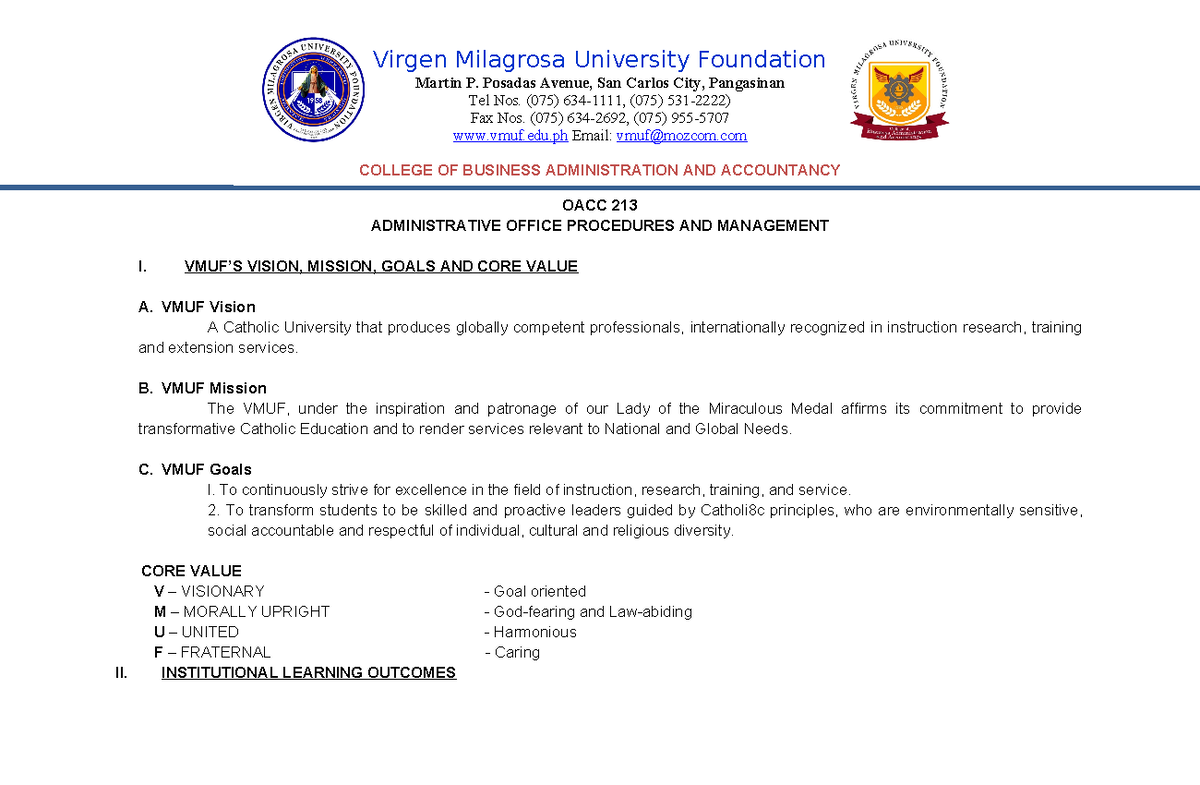 Syllabus-Administrative Office Procedures and Mngt - Martin P. Posadas ...