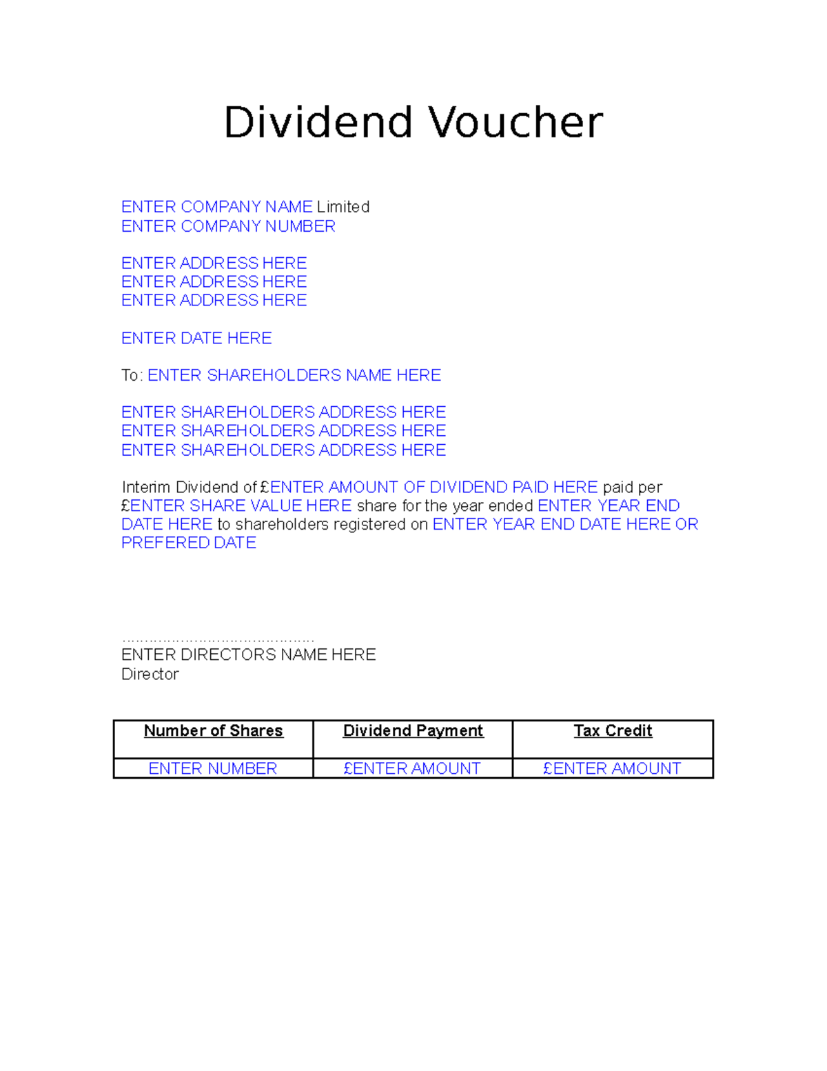 Dividend Voucher - This is just a sample document - Dividend Voucher ...