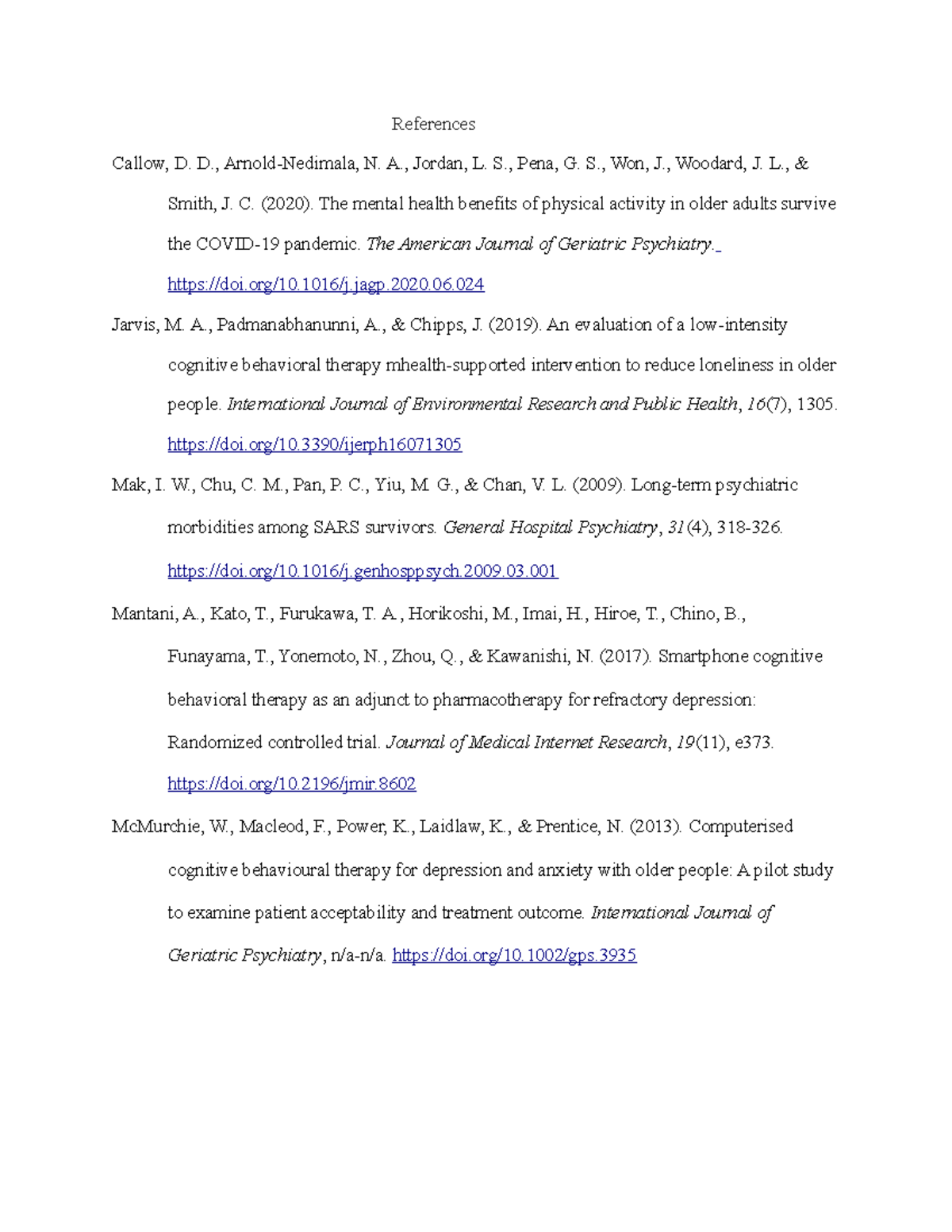 References List - lists - References Callow, D. D., Arnold-Nedimala, N ...