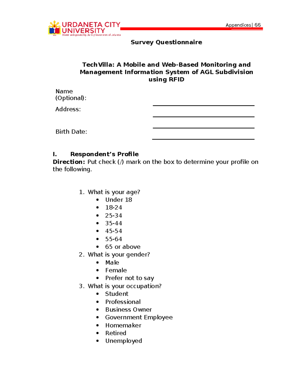 Interview- Guide- Revise - Survey Questionnaire TechVilla: A Mobile and ...