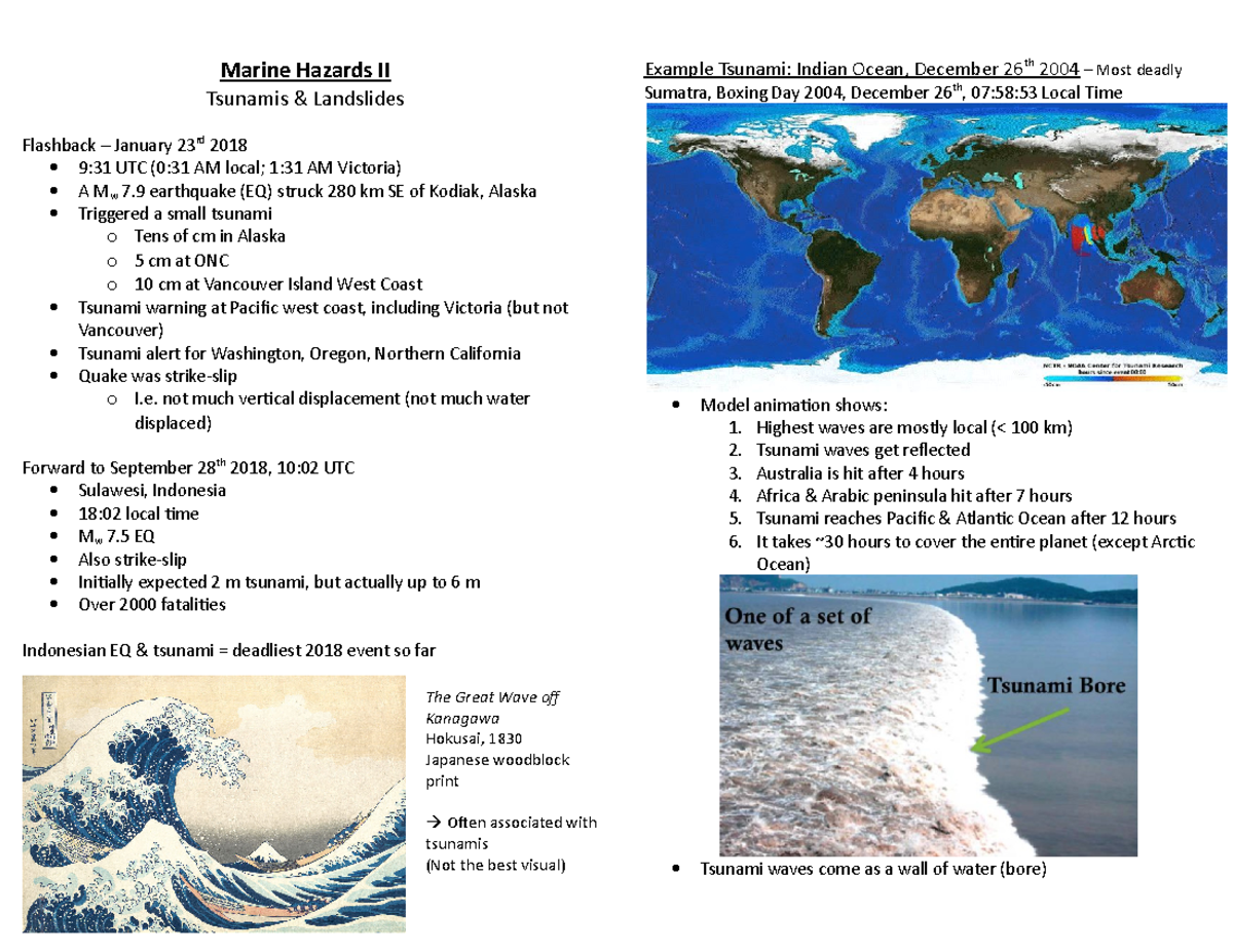 Marine Hazards II - Tsunamis - Example Tsunami: Indian Ocean, December ...