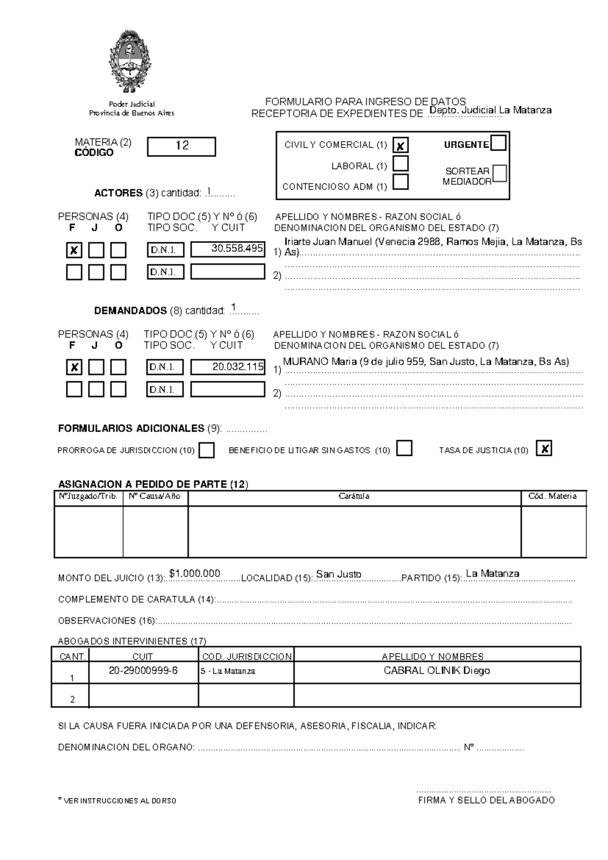 Ficha Inicio Receptoria -LEY 13951 - FORMULARIO PARA INGRESO DE DATOS ...