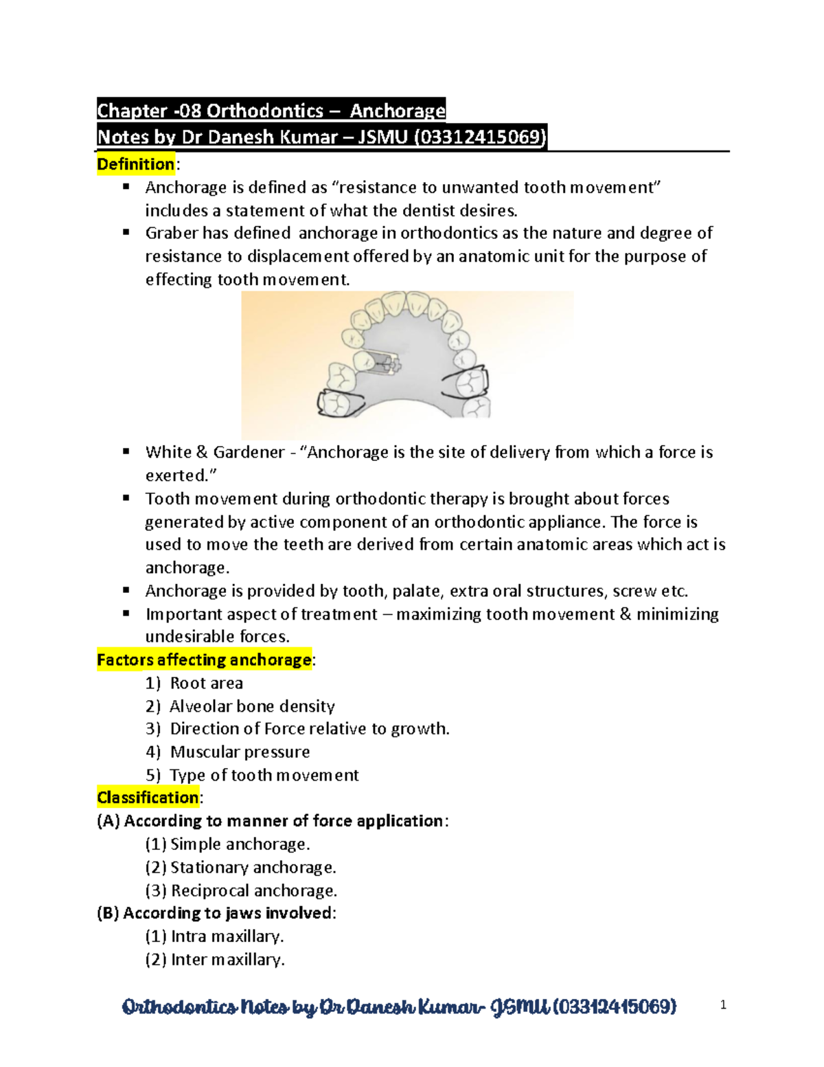 Chpt-08 Ortho notes - Chapter -08 Orthodontics – Anchorage Notes by Dr ...
