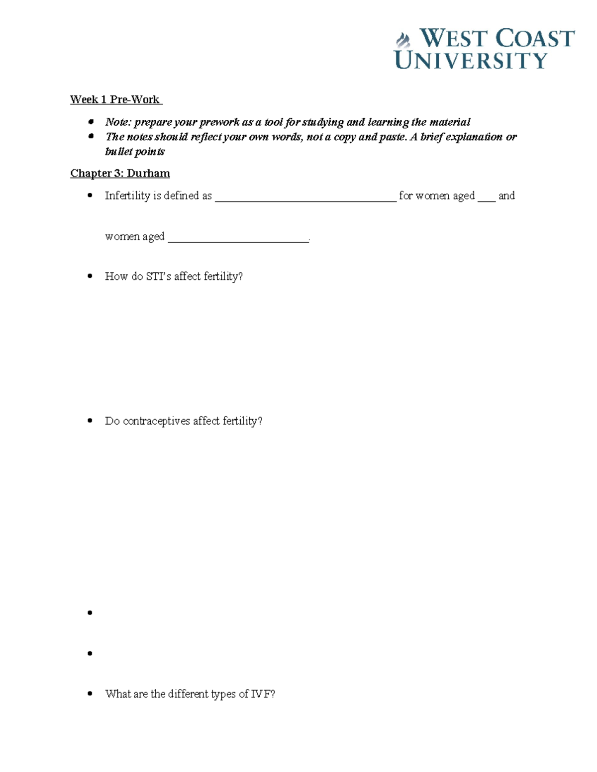 Week 1 Prework - n/a - Week 1 Pre-Work Note: prepare your prework as a ...