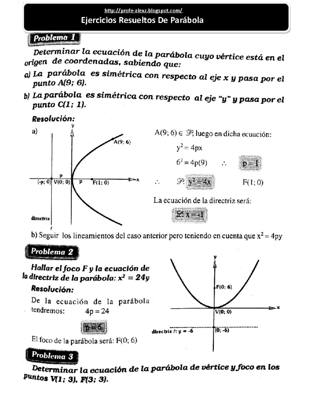 Parábola - Ejercicios de parábola - Calculus for Engineers - profe ...