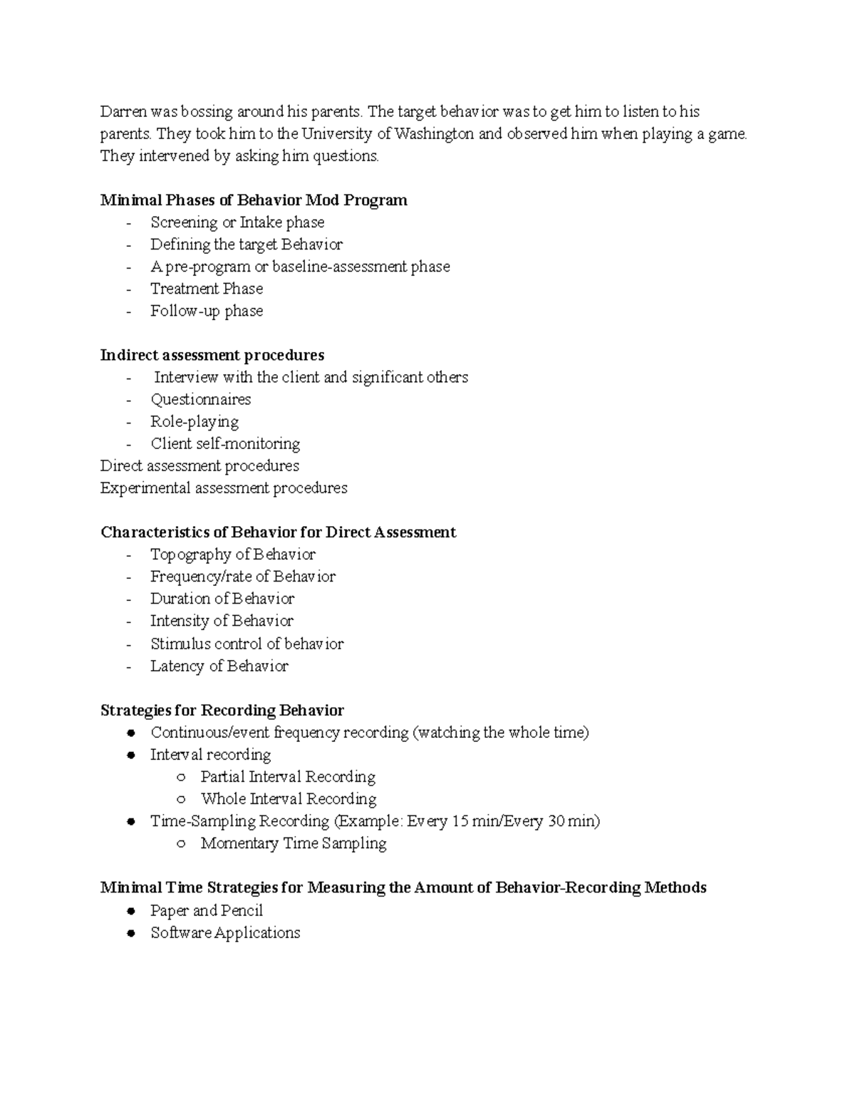 Beh Mod ch3 - Notes from ch 3 Behavior Modification - Darren was ...