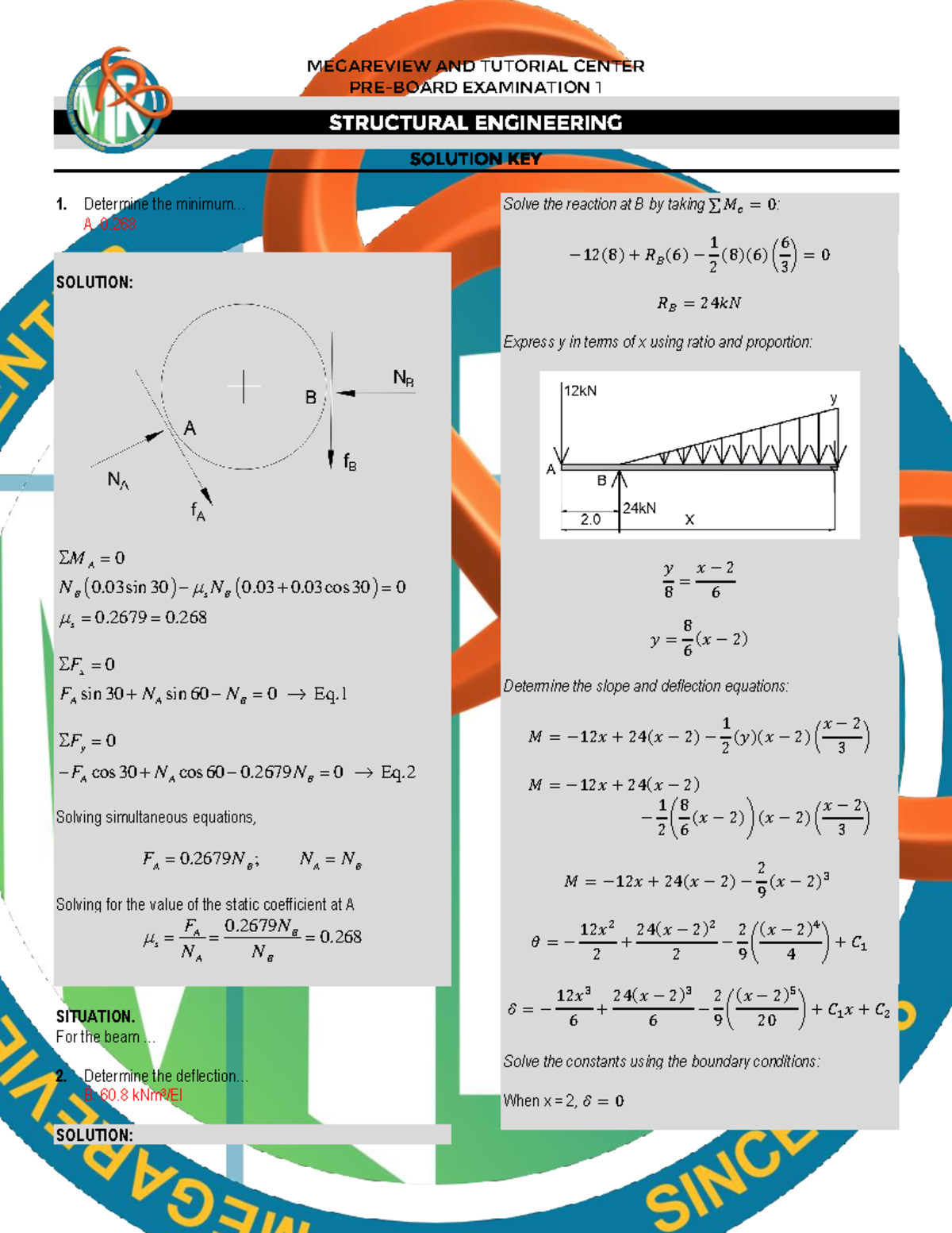 Pdfcoffee ccccccccccccccccccc - PRE-BOARD EXAMINATION 1 STRUCTURAL ENGINEERING SOLUTION KEY ...