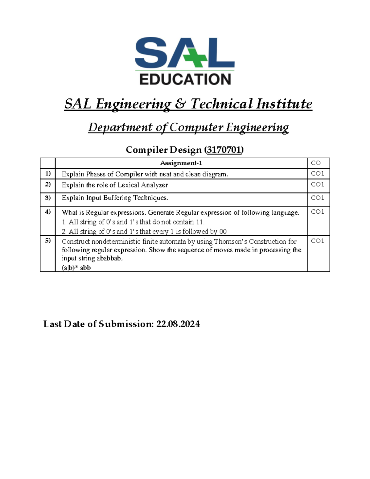 8.CD Assignment - SAL Engineering & Technical Institute Department of Computer Engineering - Studocu