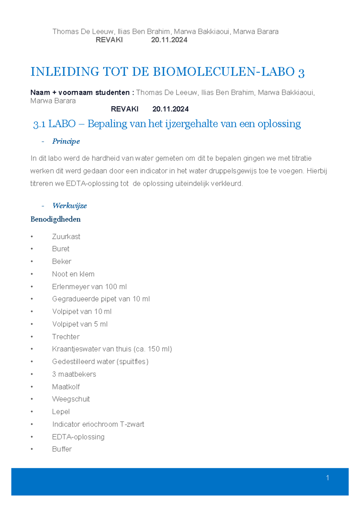 Biomol. Labo2 Bepaling hardheid van leidingwater d.m.v titratie ...