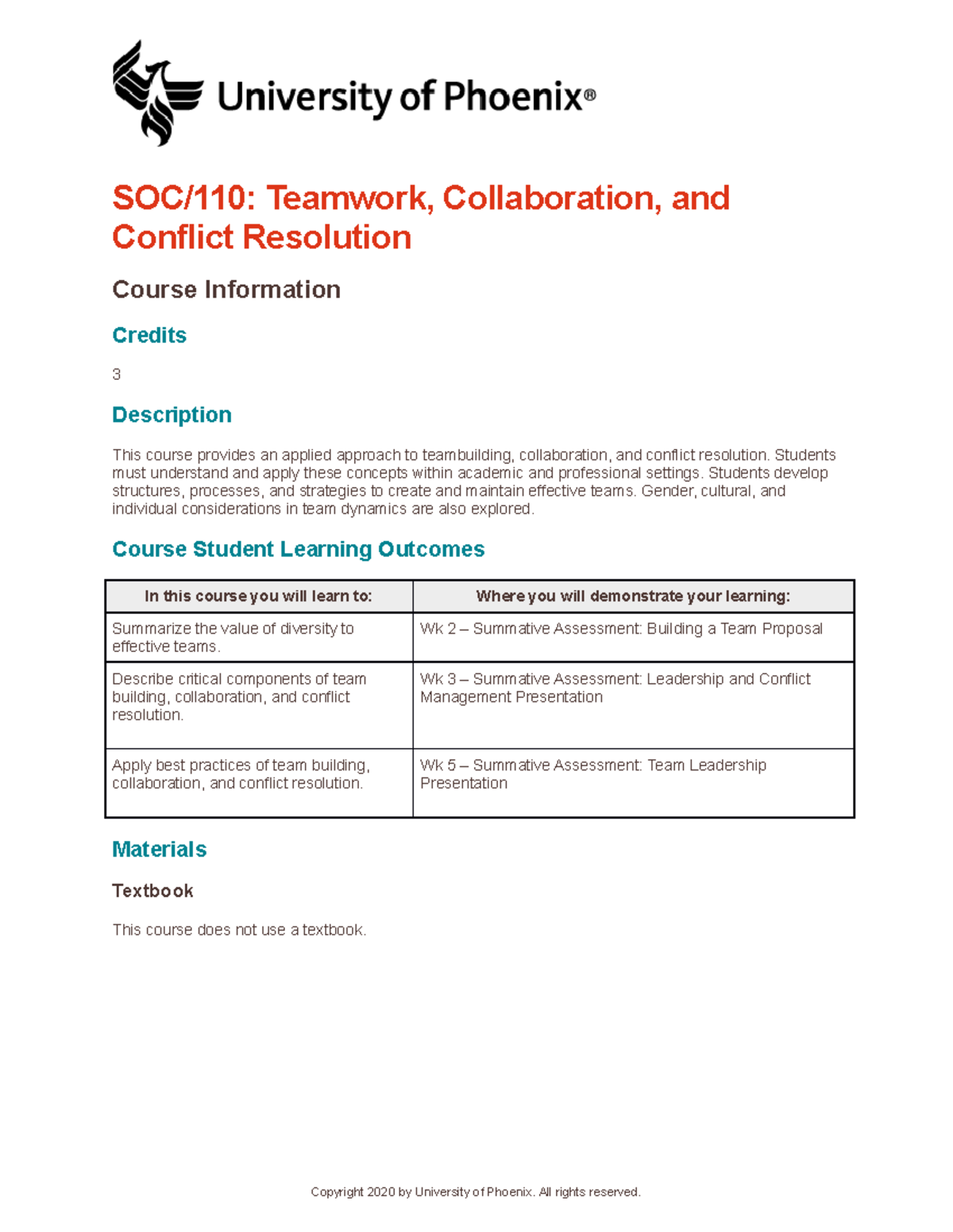 SOC110 v12 syllabus - teamwork, collaboration conflict resolution - SOC ...