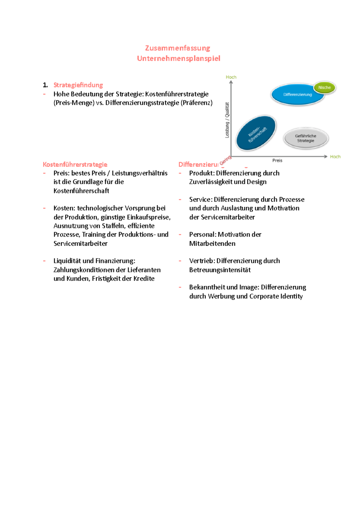 Zusammenfassung Unternehmensplanspiel - Zusammenfassung ...